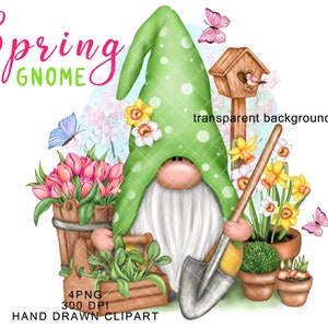 Garden Gnome PNG Spring Clipart Cute Gonk Decal Tumbler Green ...