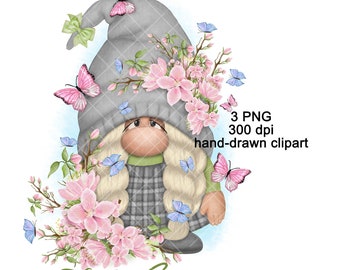 Spring Gnome PNG Easter Clipart Cute Gonk Decal Tumbler Sublimation ...