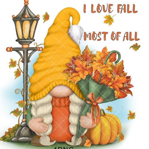 Fall Gnome PNG Clipart Cute Autumn Pumpkin Thanksgiving - Etsy