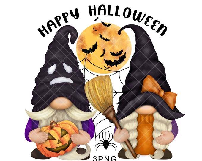 Happy Halloween Gnomes PNG Clipart October Witch Gonk Cute Bat - Etsy