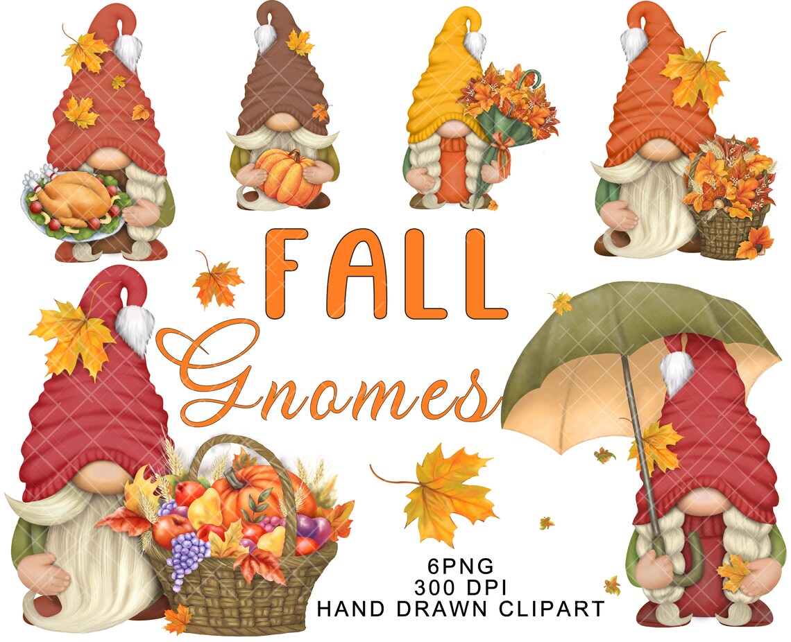 Fall Gnomes PNG Clipart Autumn Gonk Cute Waterslide Turkey - Etsy