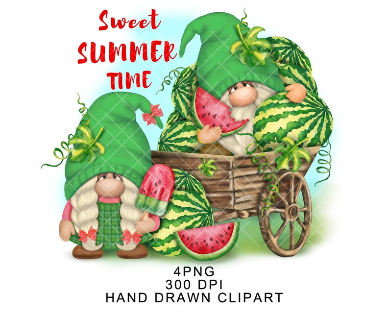 Watermelon Gnome PNG Clipart Summer Cute Gonk Farm Gnome - Etsy