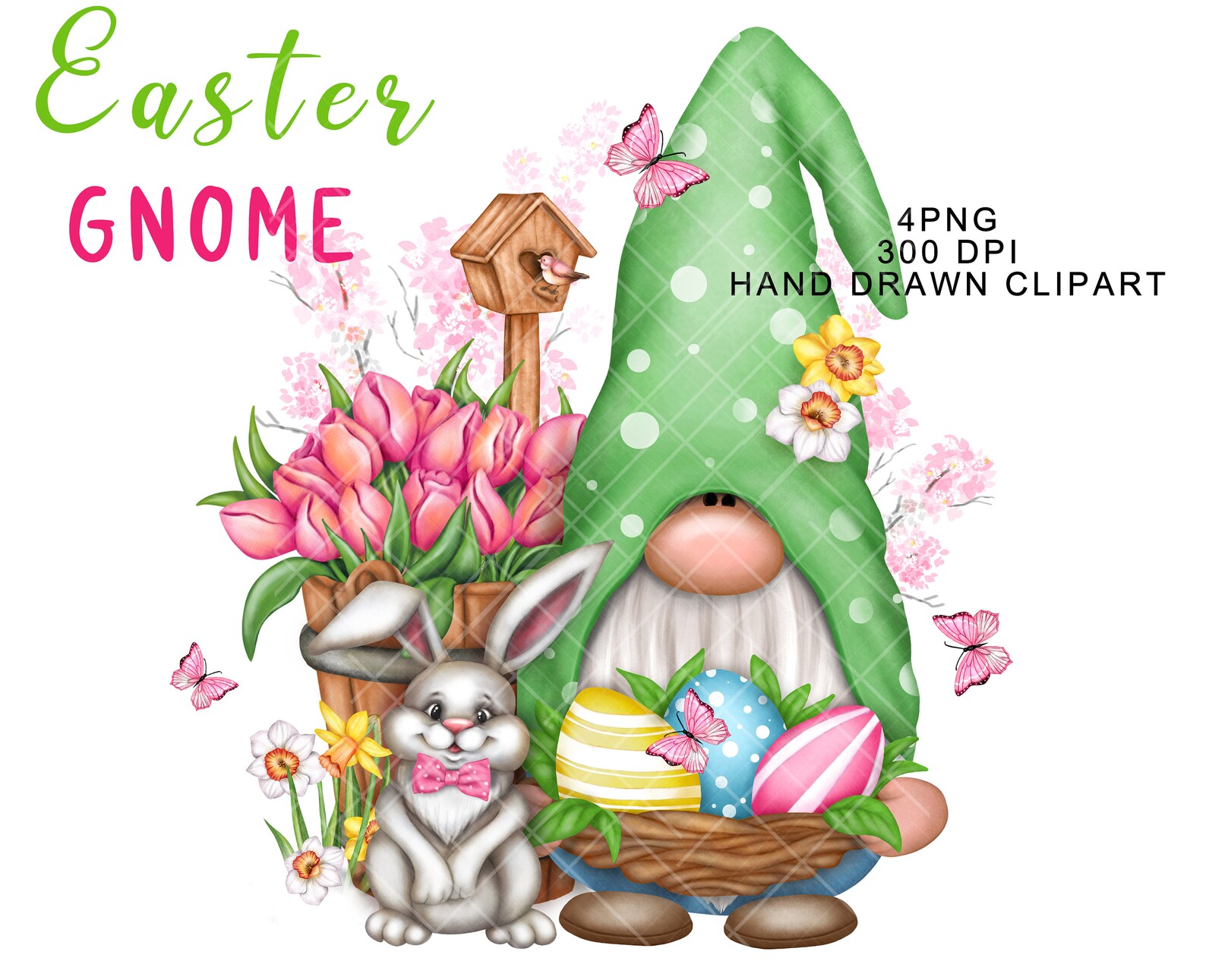 Easter Gnome PNG Spring Clipart Cute Gonk Decal Tumbler - Etsy