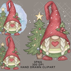 Gnome Christmas Tree PNG Clipart Winter Snow Digital Cute Gonk - Etsy