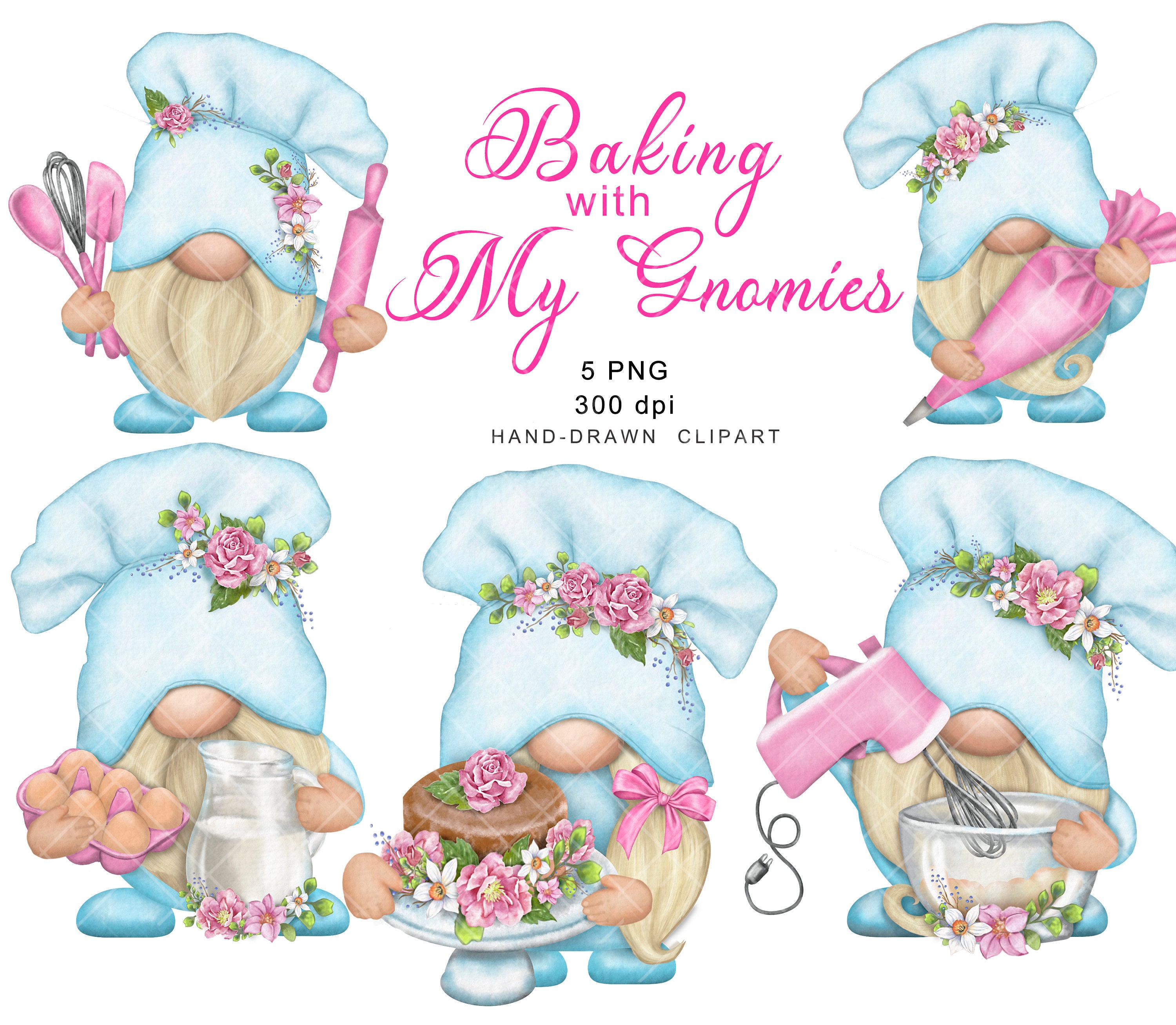 Baking With My Gnomies Gnome PNG Cute Gonk Clipart Bake Apron - Etsy