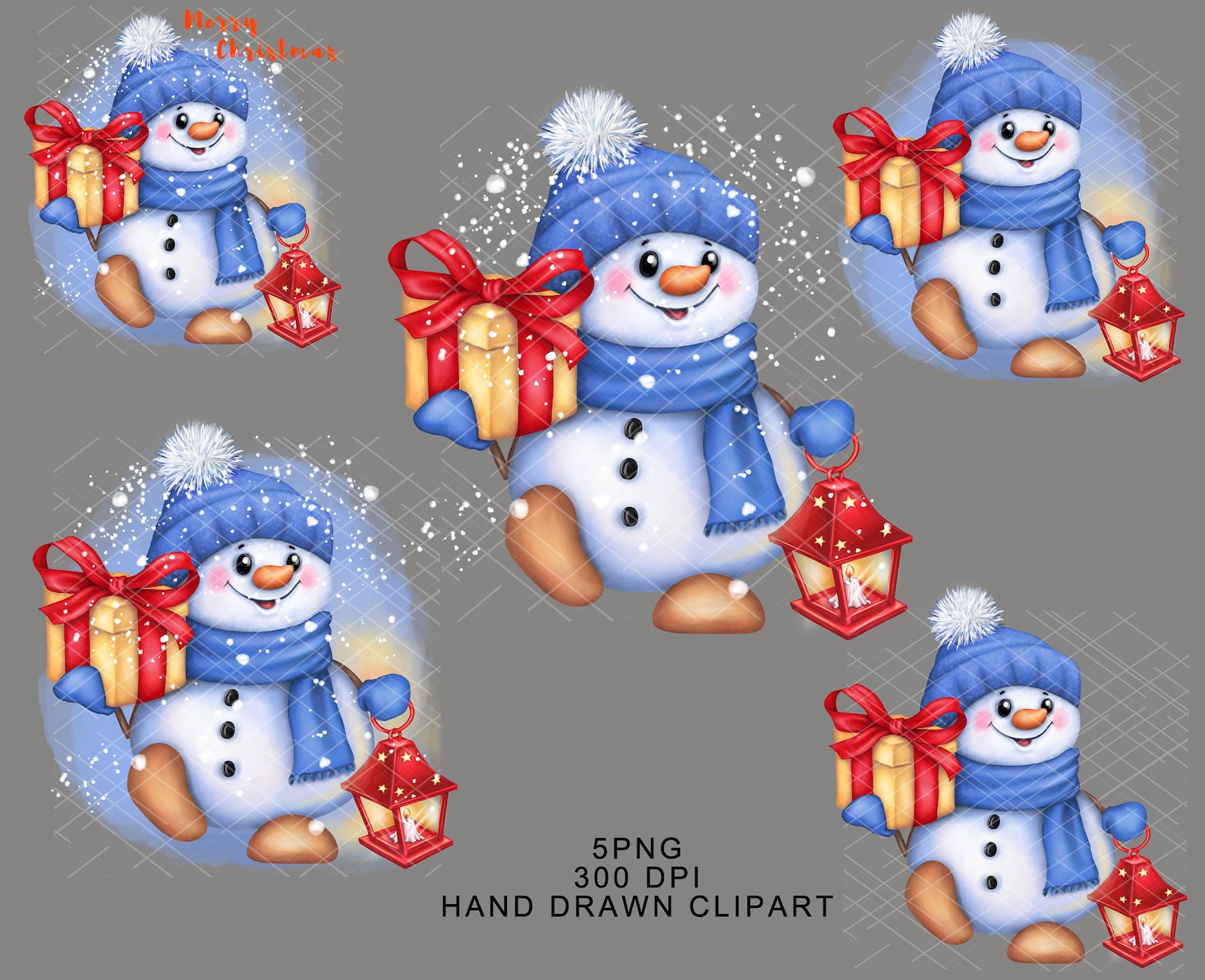 Cute Snowman PNG Clipart Watercolor Merry Christmas - Etsy