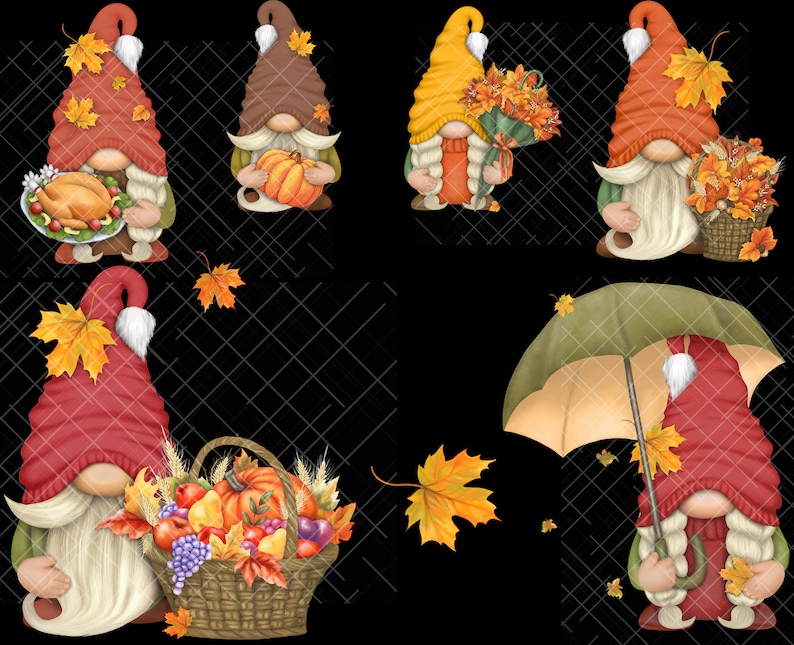 Fall Gnomes PNG Clipart Autumn Gonk Cute Waterslide Turkey - Etsy