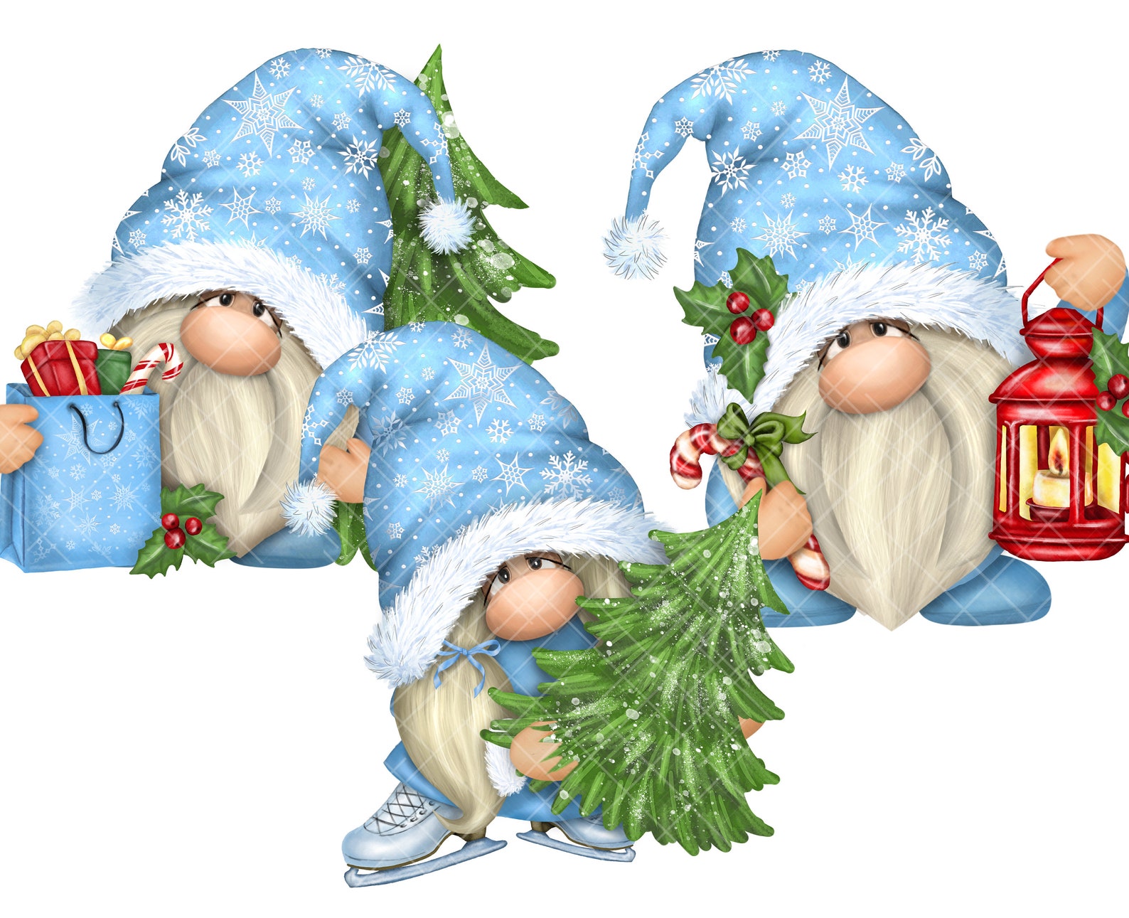 Christmas Gnomes PNG Clipart Cute Gonk Digital Watercolor - Etsy