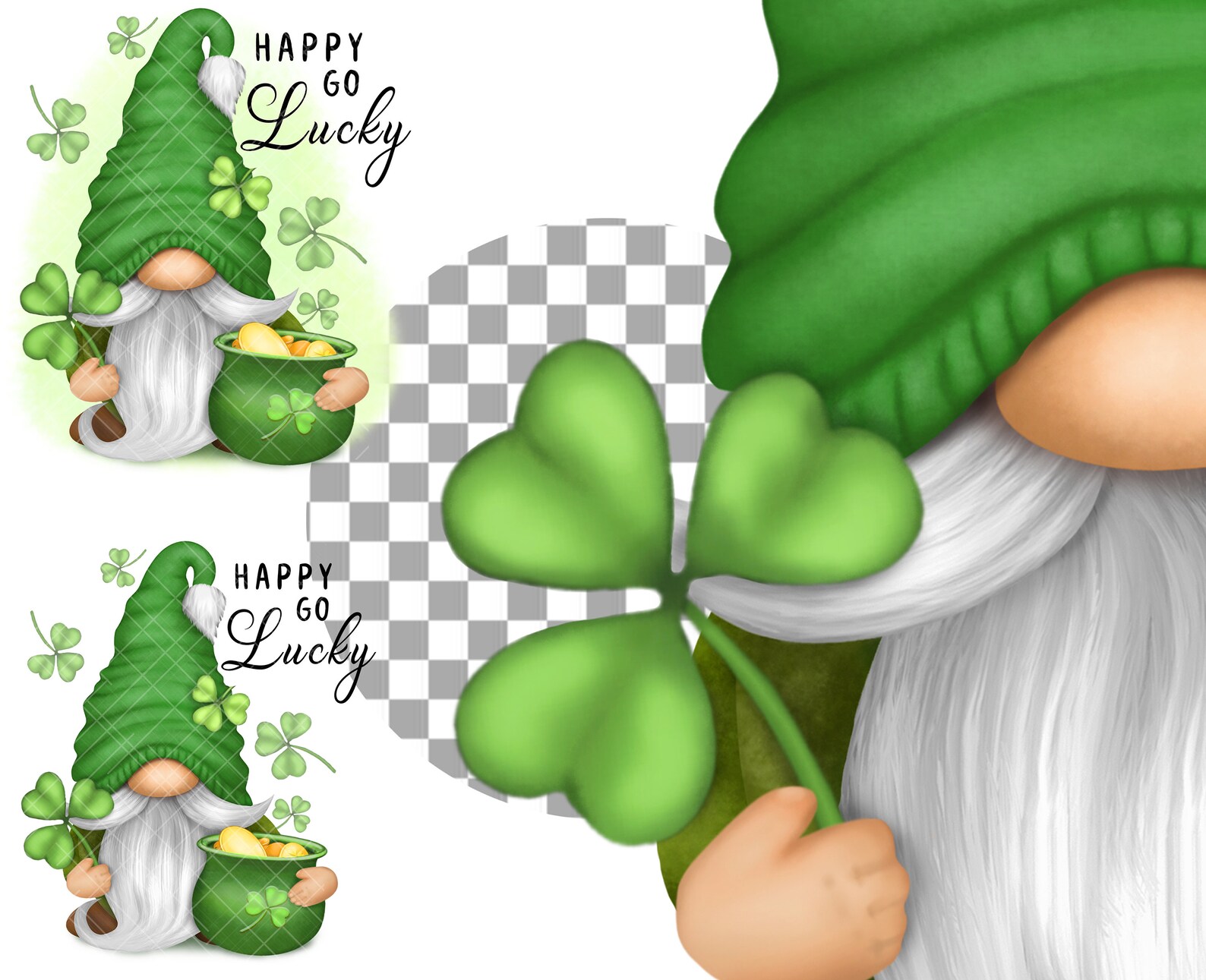 St Patricks Day Gnome PNG Clipart Shamrock Horseshoe Watercolor Hand ...