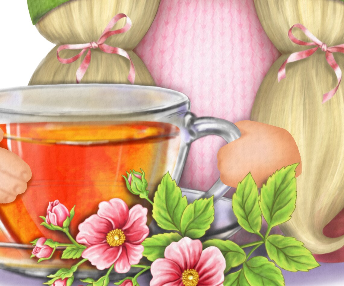 Watercolor Gnome PNG Clipart Tea Lovers Gift Ideas Cute Gonk | Etsy