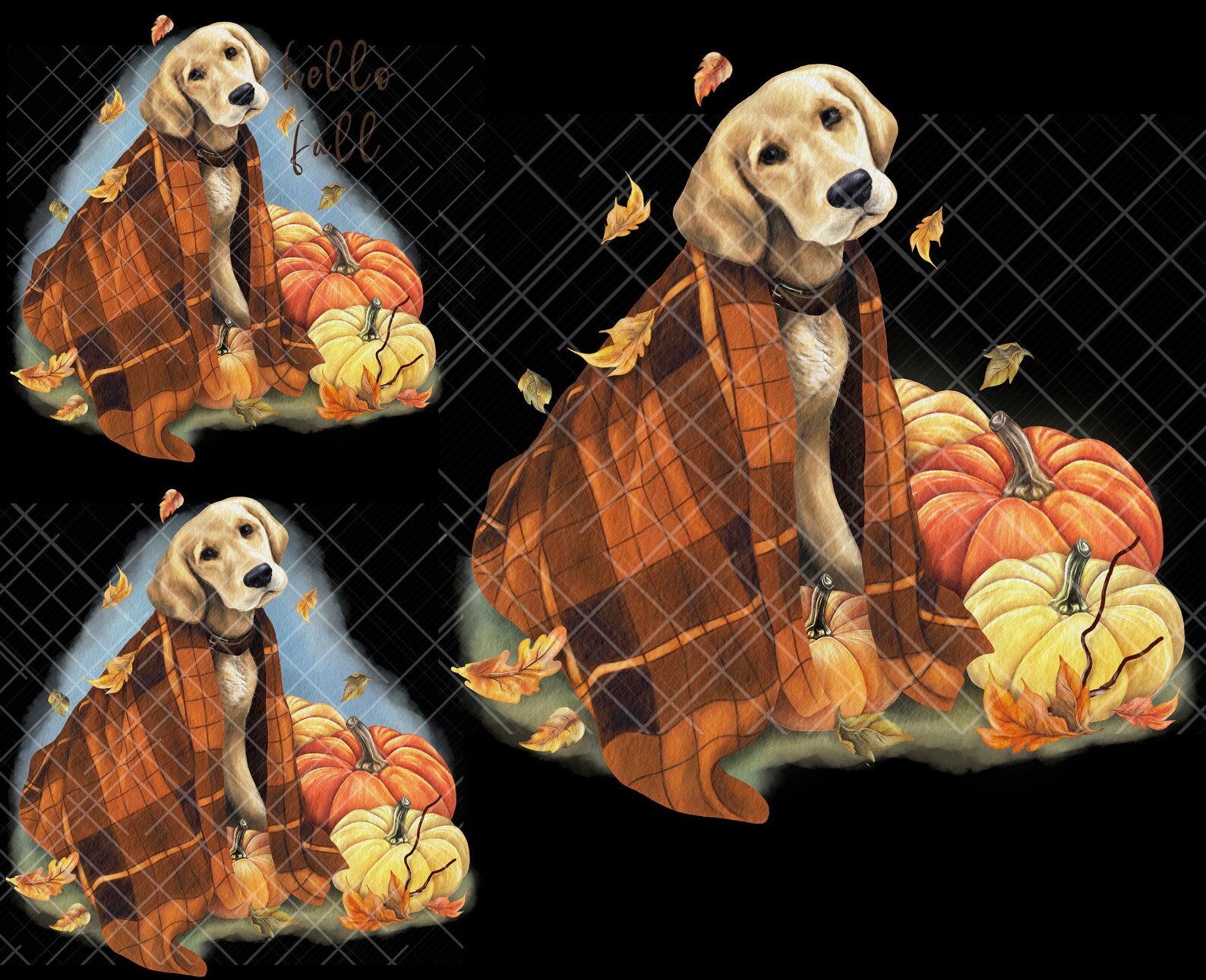 Hello Fall Dog PNG Clipart Autumn Design Cute Pumpkins Watercolor ...