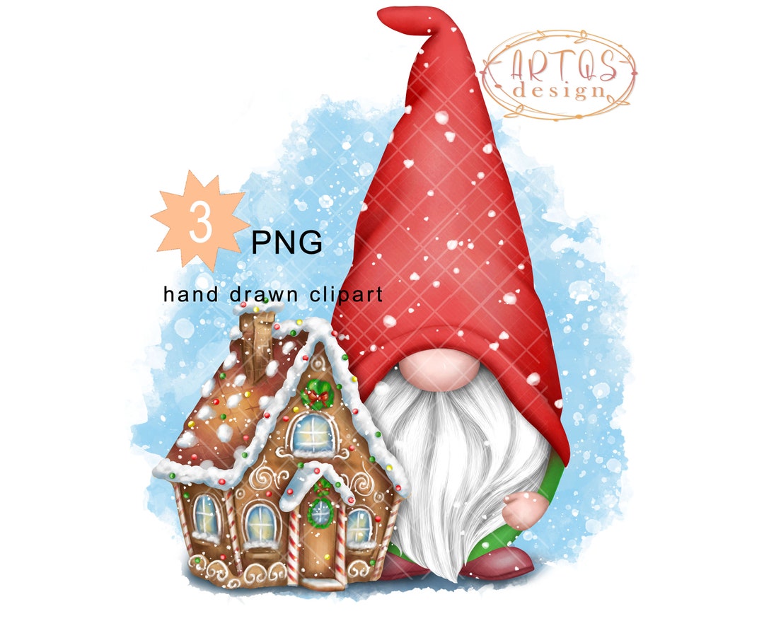 Christmas Gnome Gingerbread House Png Clipart File Design for ...
