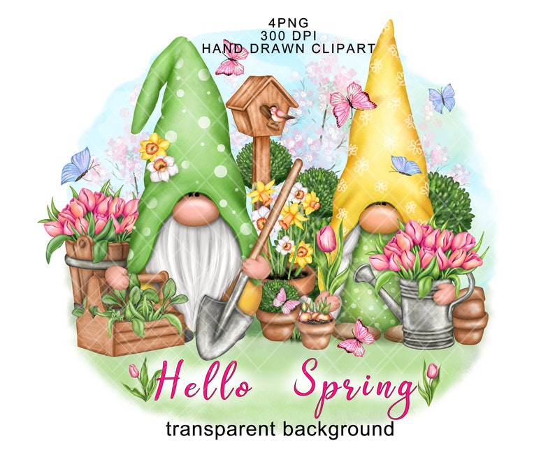 Spring Gnomes PNG Sublimation Garden Flag Clipart Cute Gonk - Etsy