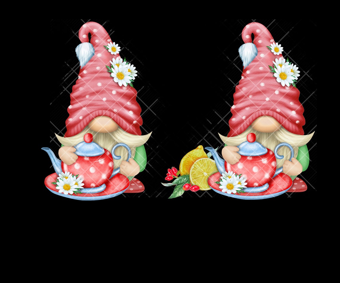 Tea Gnome PNG Clipart Tea Lovers Gift Watercolor Cute Gonk - Etsy