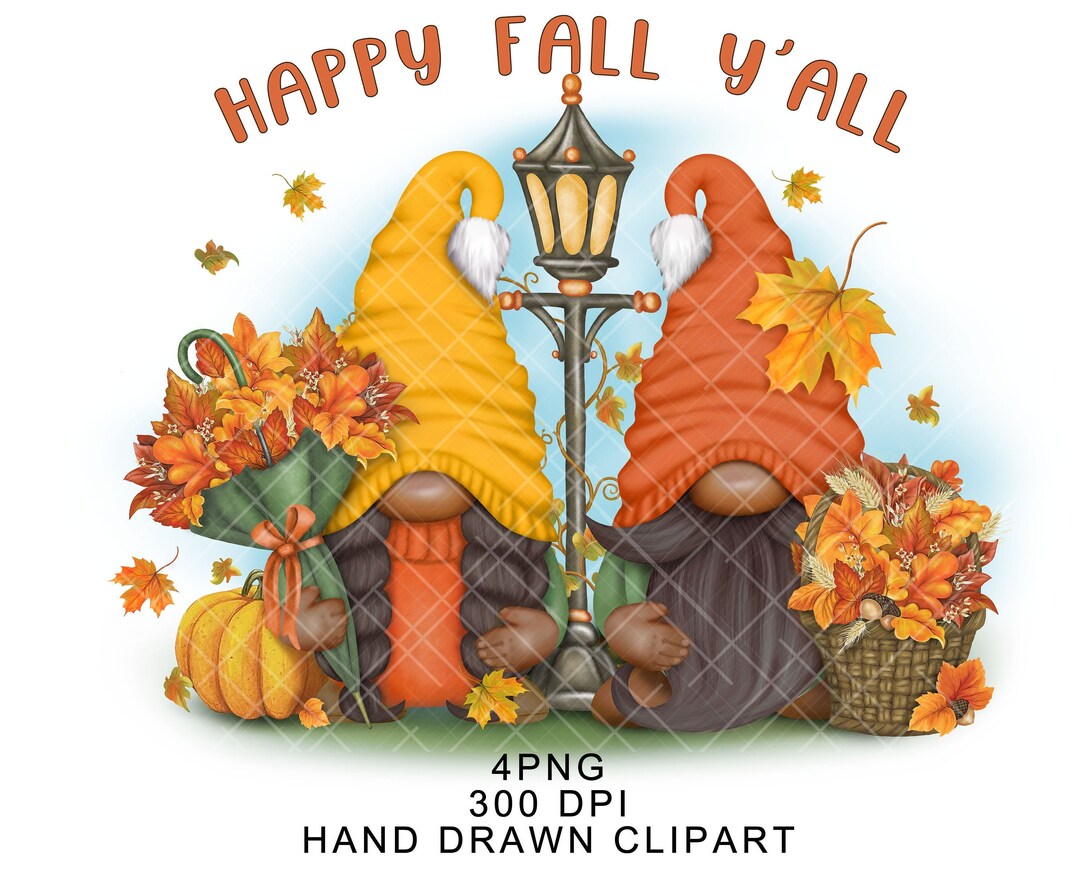 Happy Fall Yall Black Gnome PNG Clipart Cute Autumn Pumpkin ...