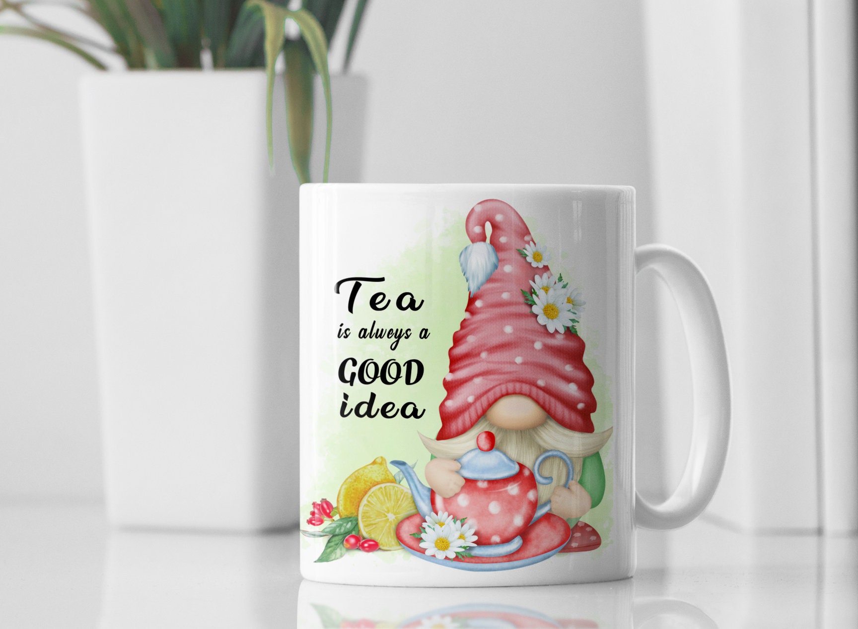 Tea Gnome PNG Clipart Tea Lovers Gift Watercolor Cute Gonk - Etsy
