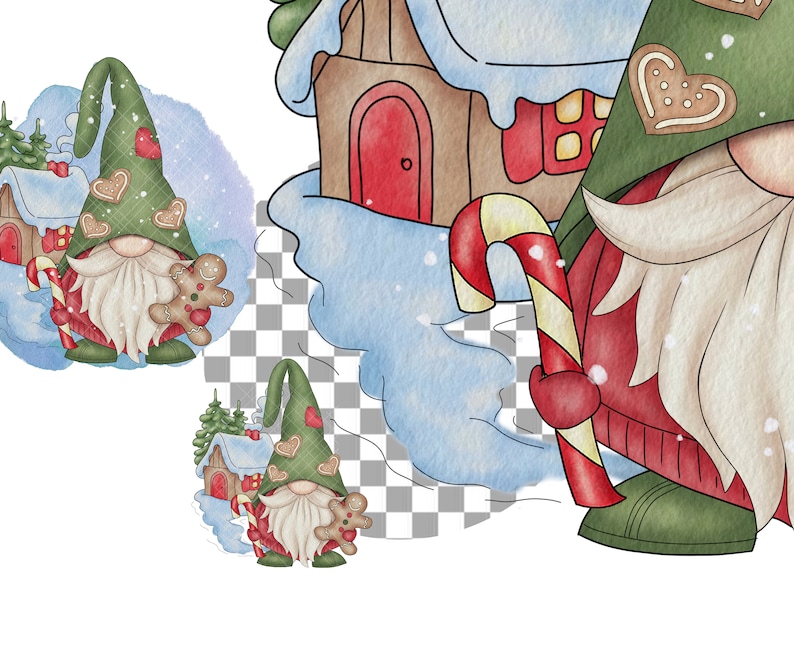 Christmas Gnome PNG Clipart Gingerbread Digital Gonk Hello - Etsy