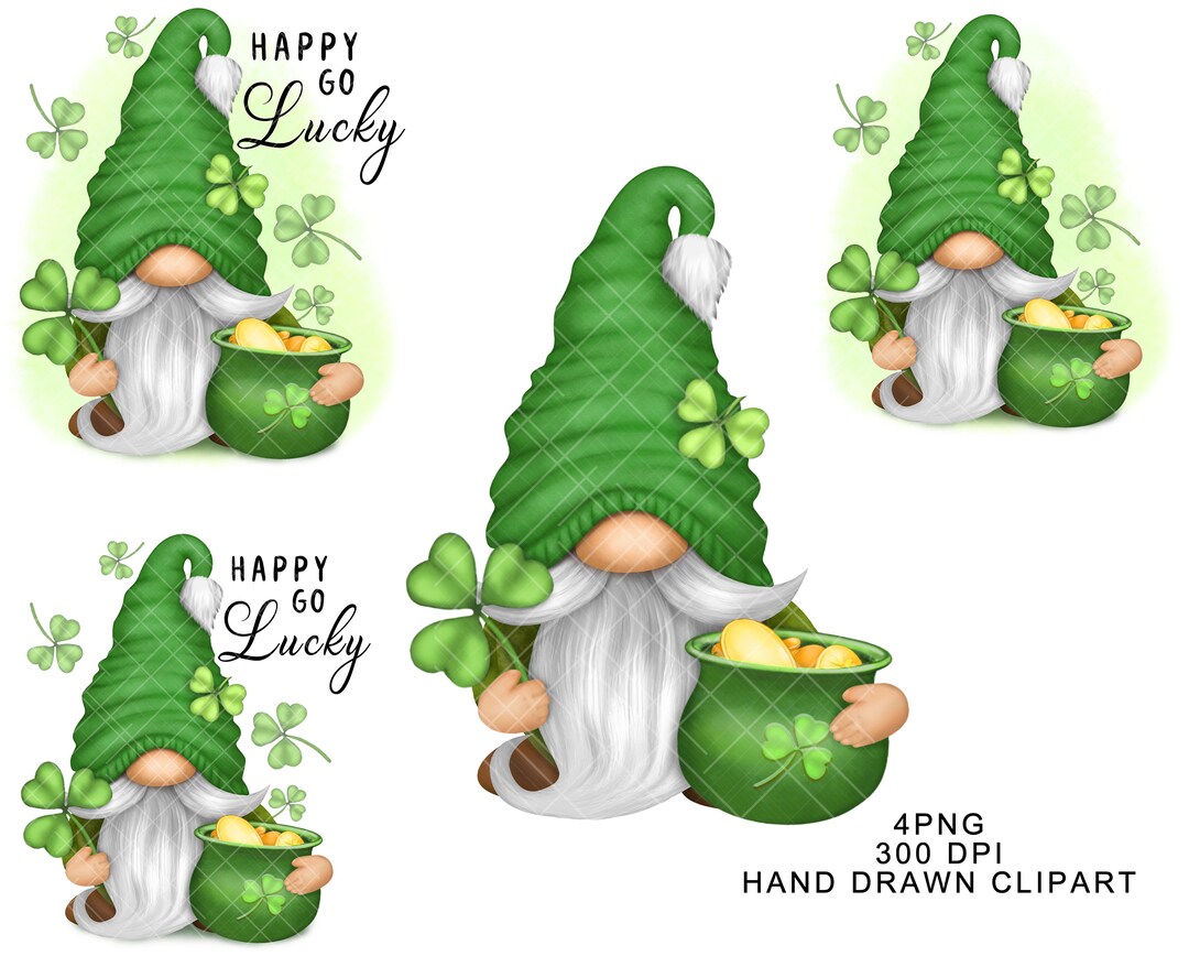 St Patricks Day Gnome PNG Clipart Shamrock Horseshoe Watercolor Hand ...