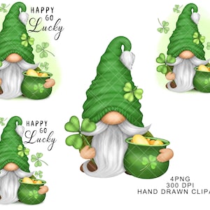 St Patricks Day Gnome PNG Clipart Shamrock Horseshoe Watercolor Hand ...
