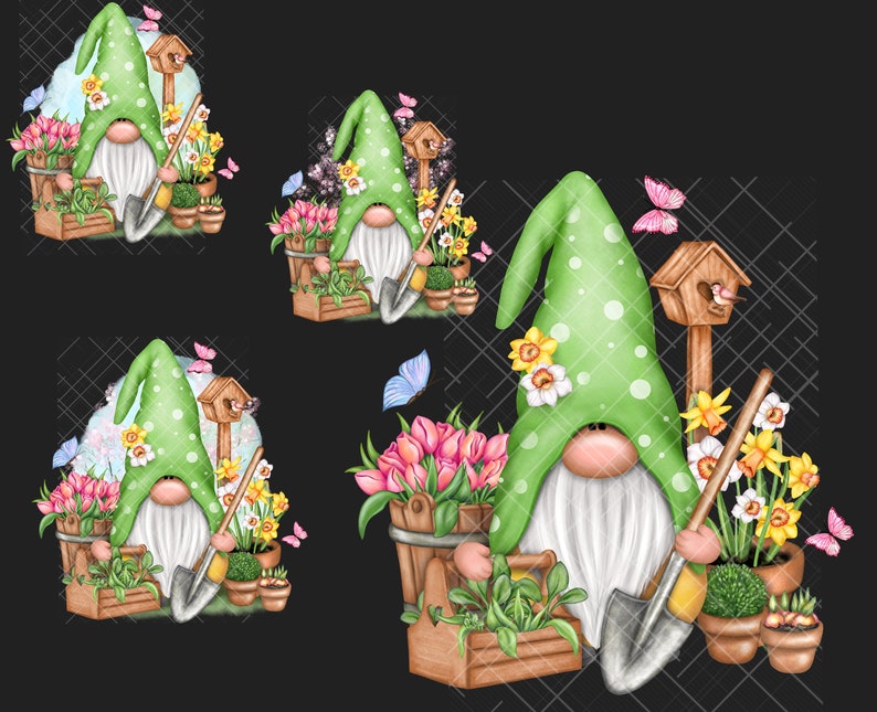 Garden Gnome PNG Spring Clipart Cute Gonk Decal Tumbler Green - Etsy