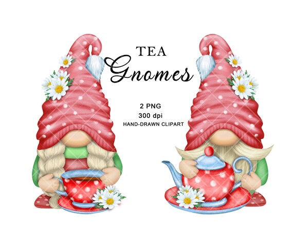 Cute Gonk Clipart Gnome PNG Tea Lovers Gift Ideas Watercolor - Etsy
