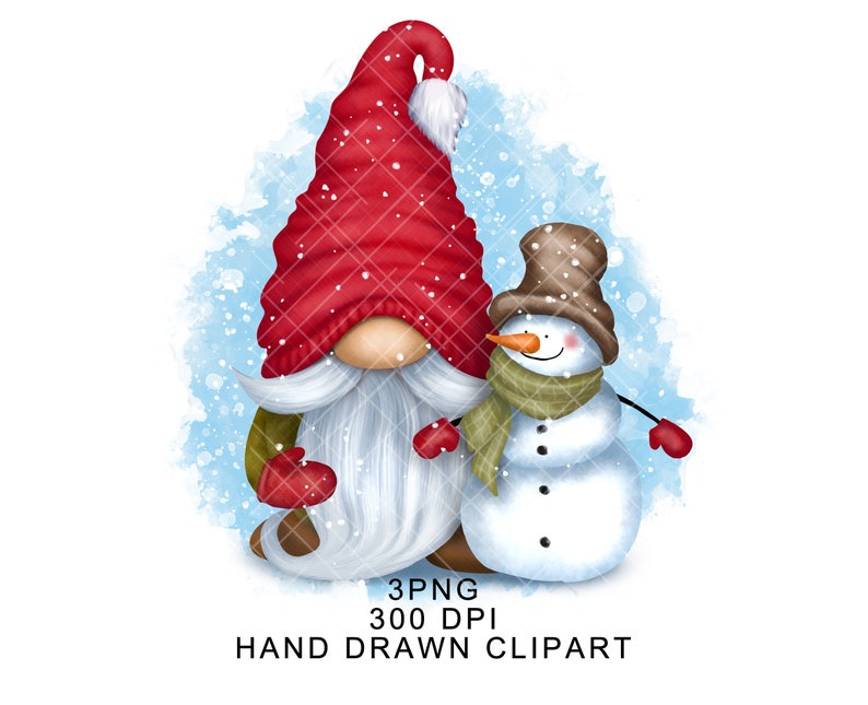 Christmas Gnome PNG Clipart Snowman Digital Cute Gonk Hello - Etsy