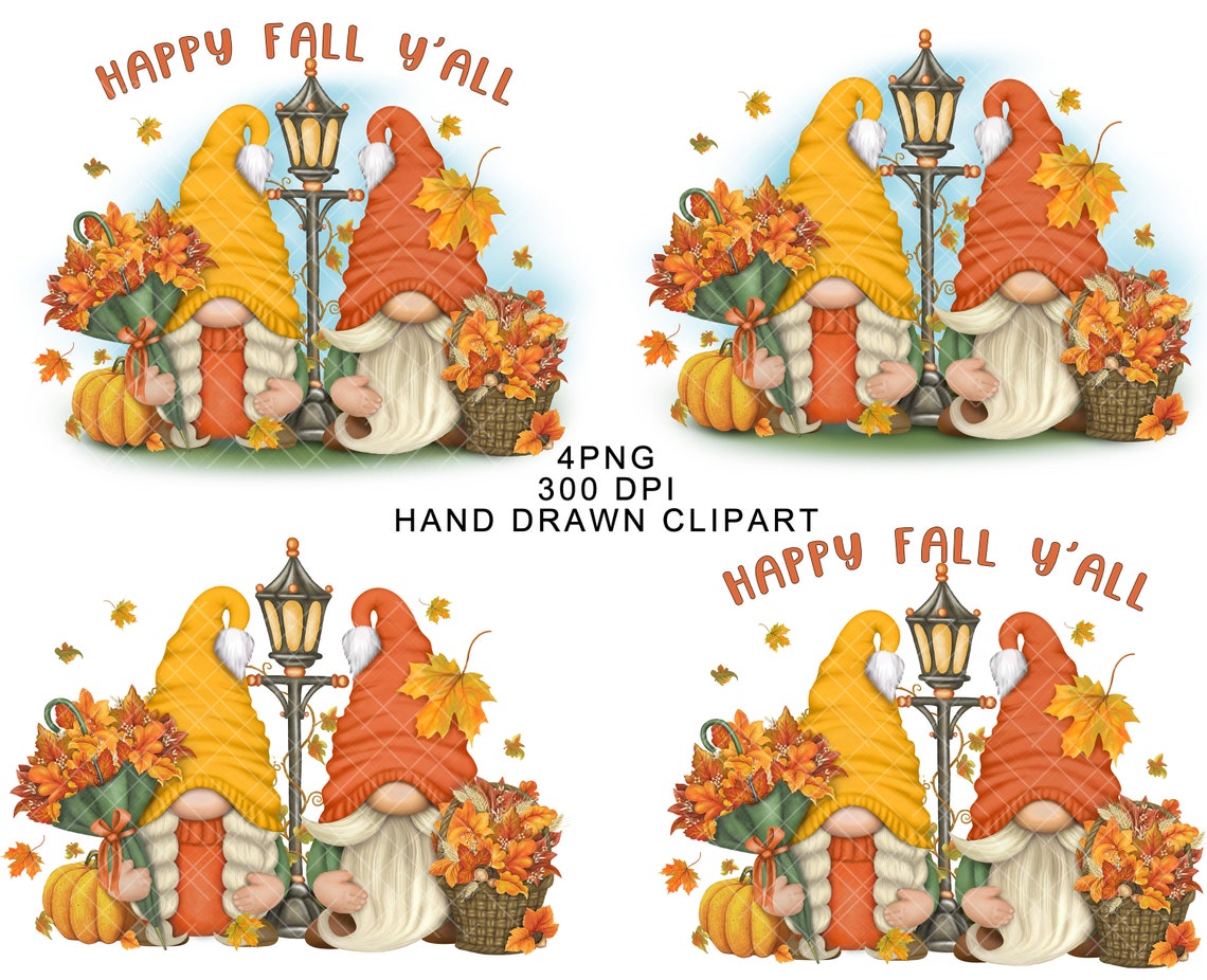 Happy Fall Yall Gnome PNG Clipart Cute Autumn Pumpkin - Etsy
