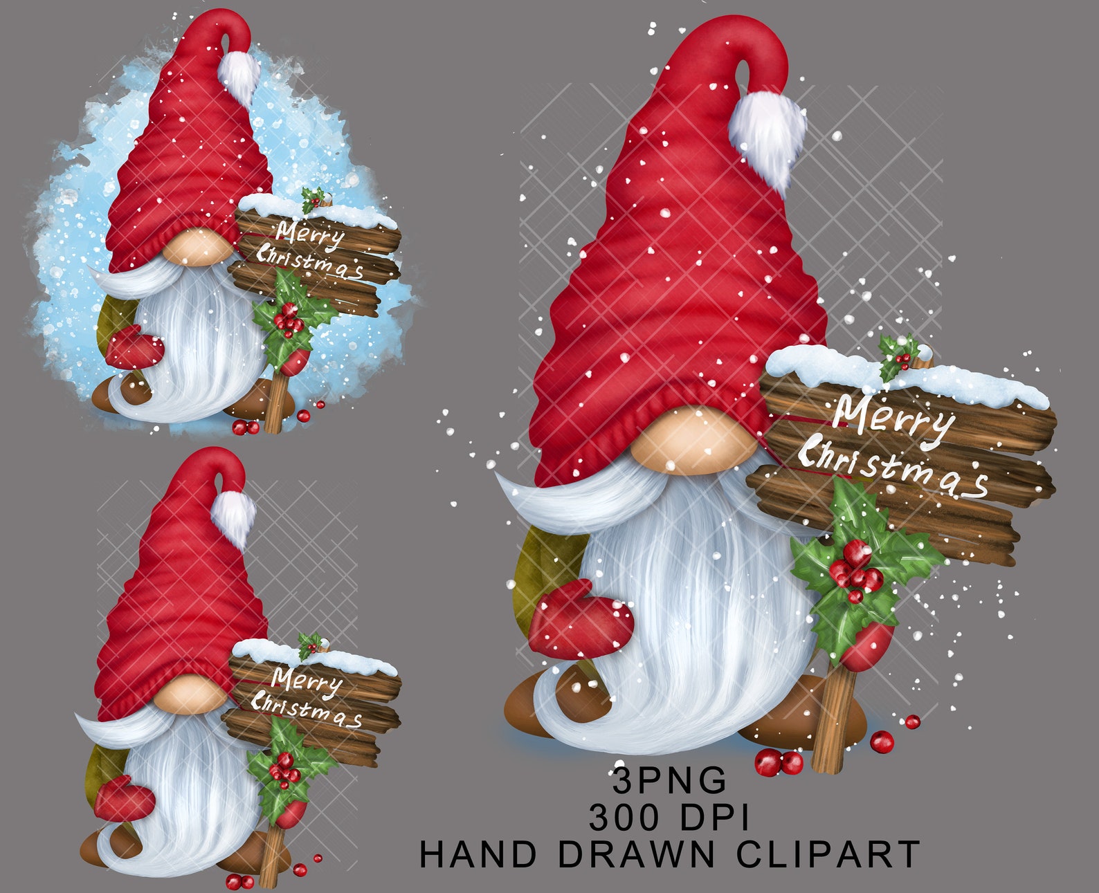 Christmas Gnome PNG Clipart Gonk Digital Hello Winter Snow - Etsy