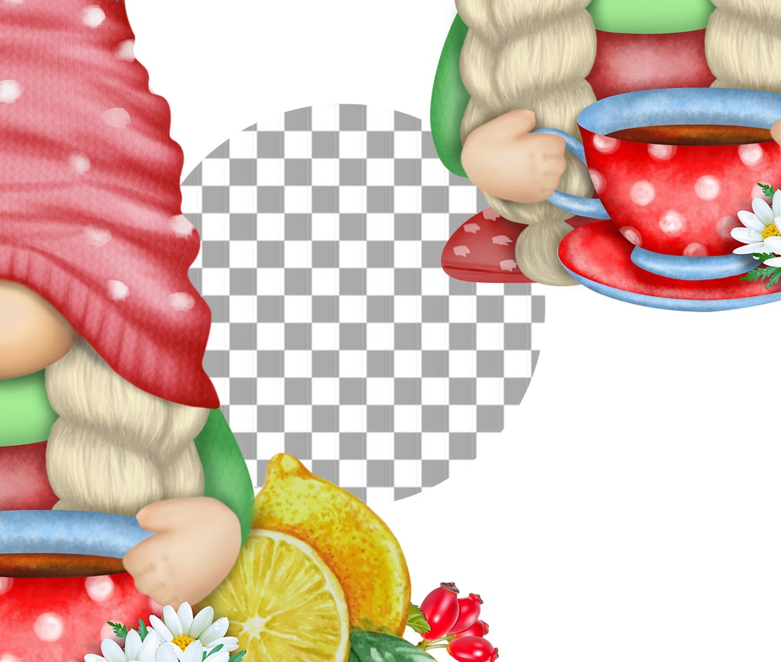 Gnome PNG Clipart Tea Lovers Gift Ideas Cute Gonk Watercolor - Etsy
