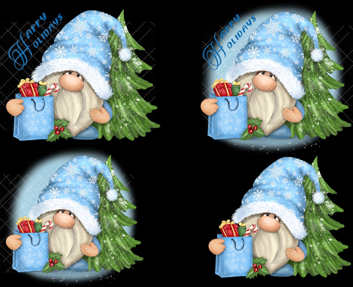 Happy Holidays Gnome Winter PNG Clipart Digital Cute Gonk - Etsy