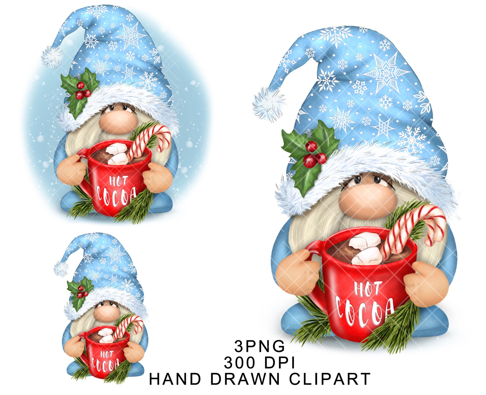 Hot Cocoa Gnome PNG Winter Clipart Digital Christmas Gonk - Etsy