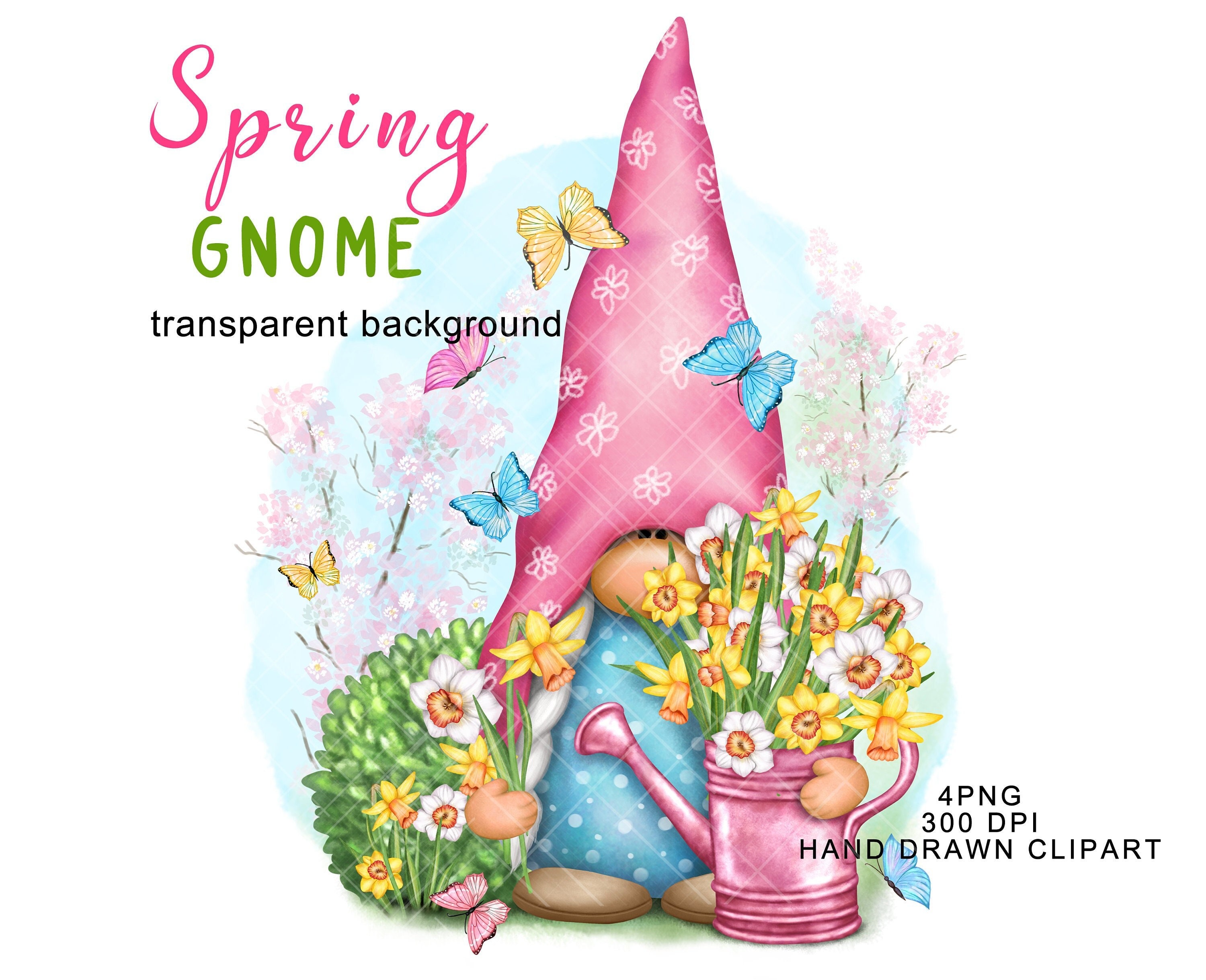 Spring Gnome PNG Bouquet Girl Garden Clipart Cute Gonk Decal - Etsy