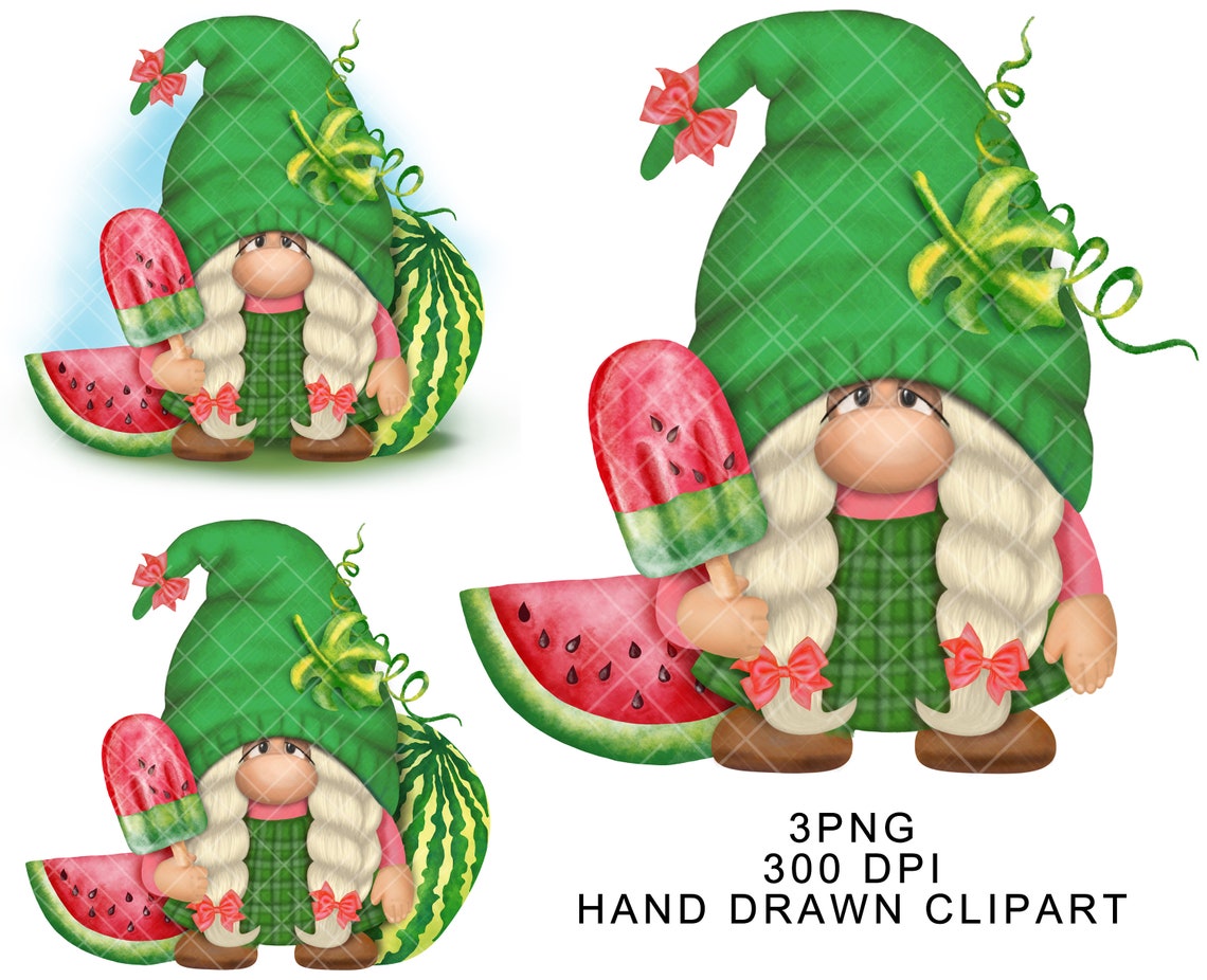Watermelon Gnome PNG Clipart Summer Cute Gonk Farm Gnome - Etsy España