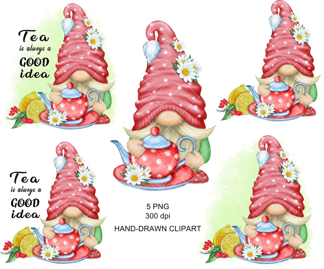 Tea Gnome PNG Clipart Tea Lovers Gift Watercolor Cute Gonk Tumbler ...