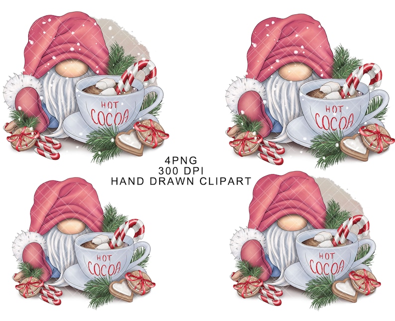 Christmas Gnome PNG Hot Cocoa Pink Winter Clipart Digital Gonk - Etsy