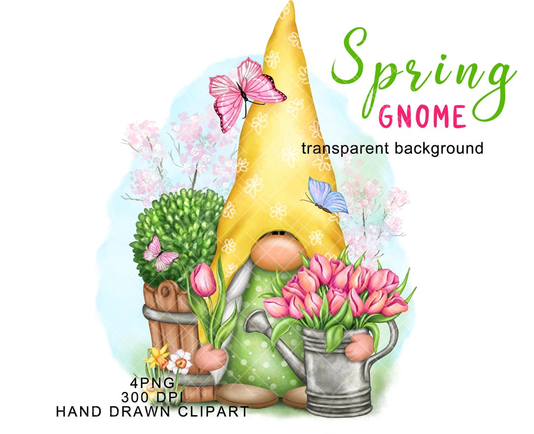 Spring Gnome PNG Girl Garden Clipart Cute Gonk Decal Tumbler Green ...