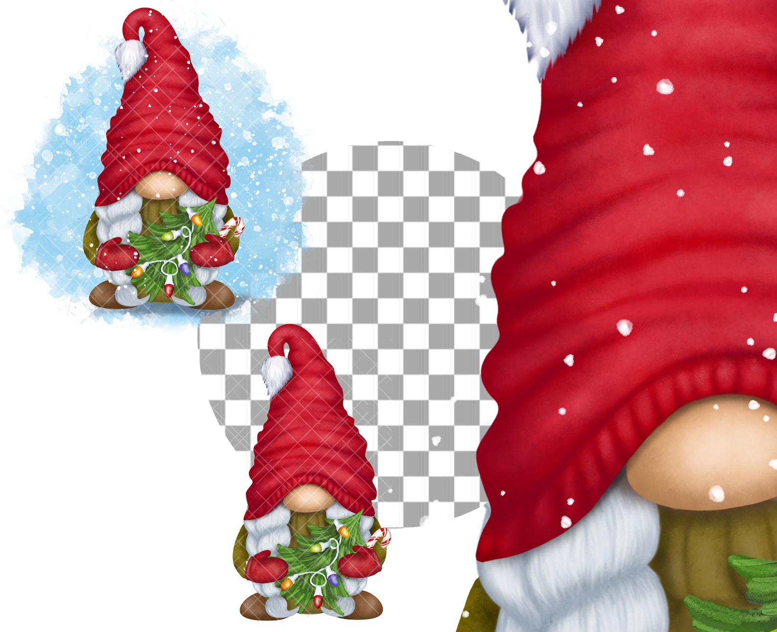Christmas Tree Gnome PNG Clipart Winter Snow Digital Cute Gonk - Etsy