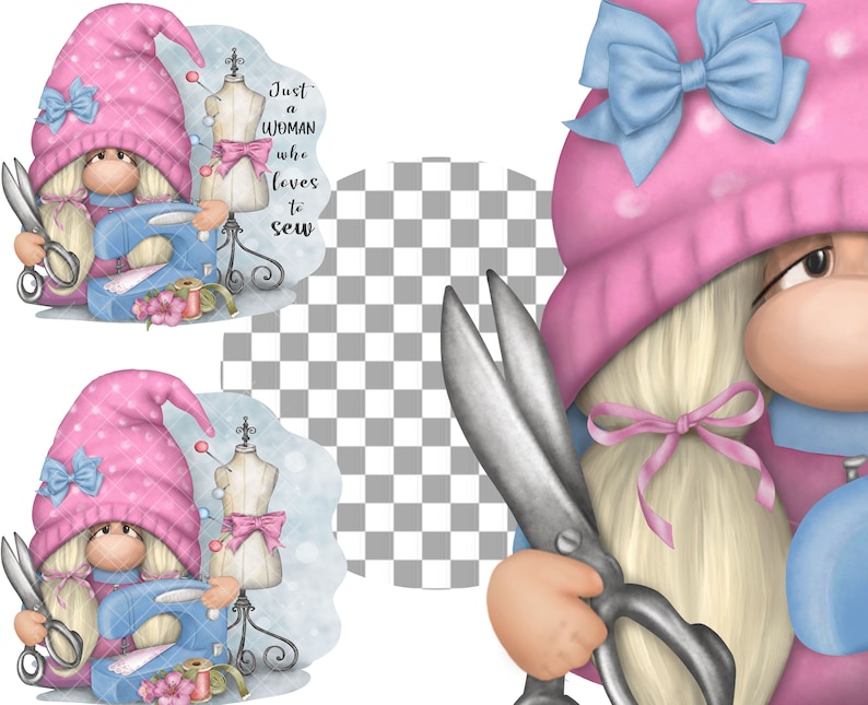 Sewing Gnome PNG Clipart Cute Gonk Lovers Sew Logo Tumbler - Etsy