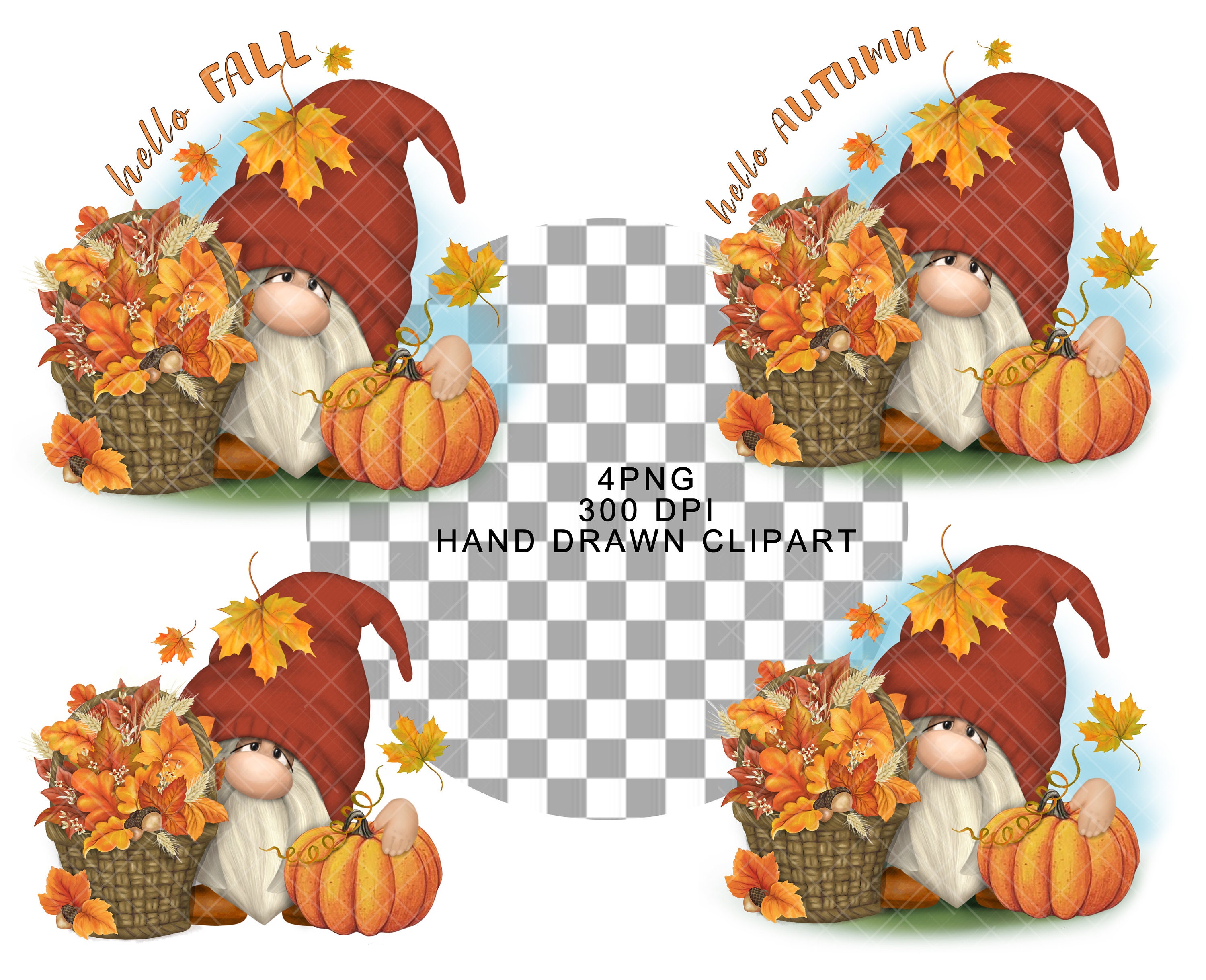Fall Gnome PNG Clipart Autumn Cute Pumpkin Thanksgiving - Etsy