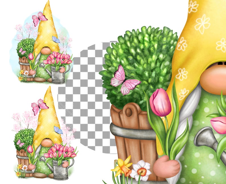 Spring Gnome PNG Girl Garden Clipart Cute Gonk Decal Tumbler - Etsy