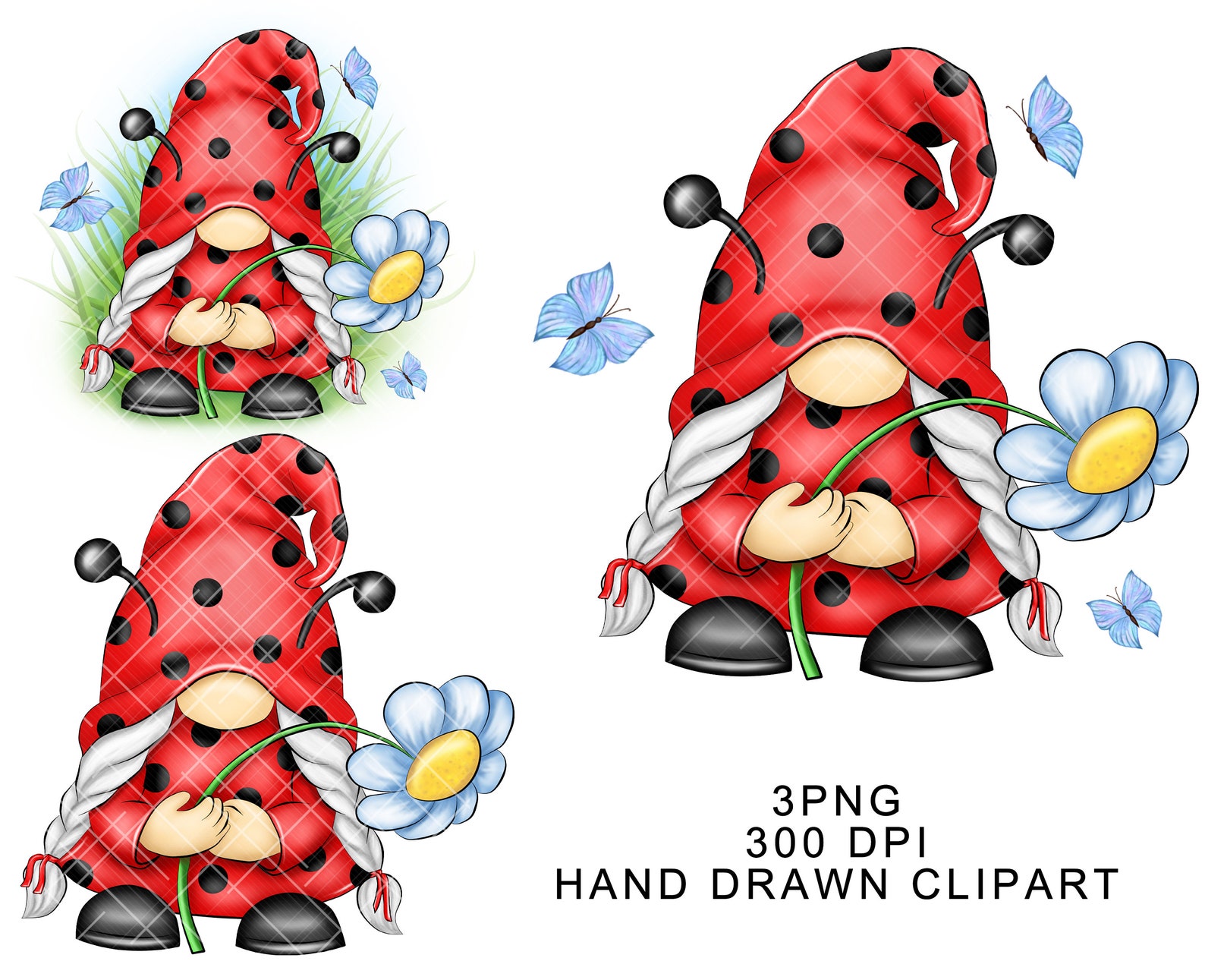 Ladybug Gnome PNG Clipart Summer Cute Gonk Birthday Butterfly - Etsy Israel