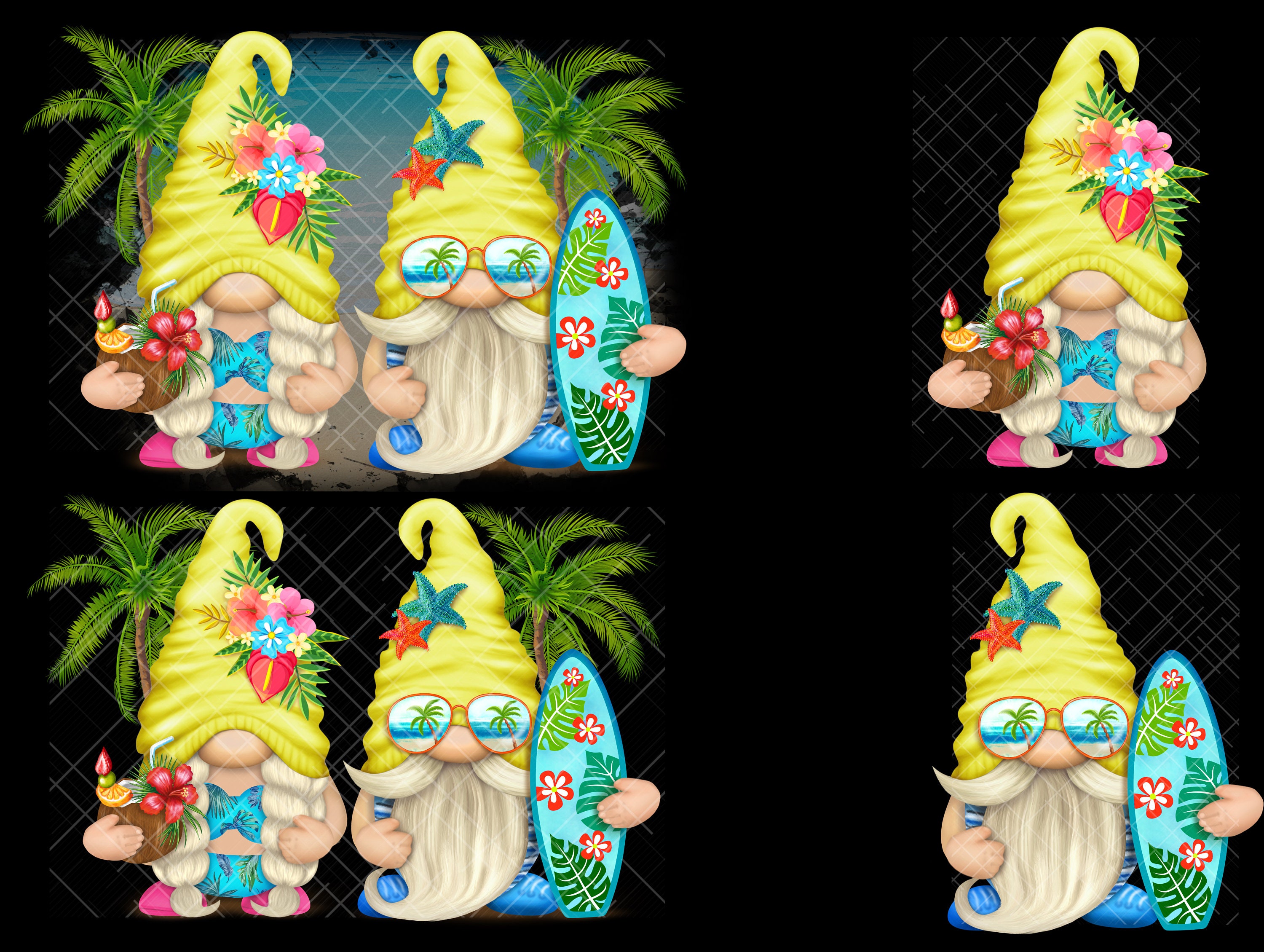 Summer Gnome PNG Tropical Clipart Blue Cute Gonk Surfing - Etsy