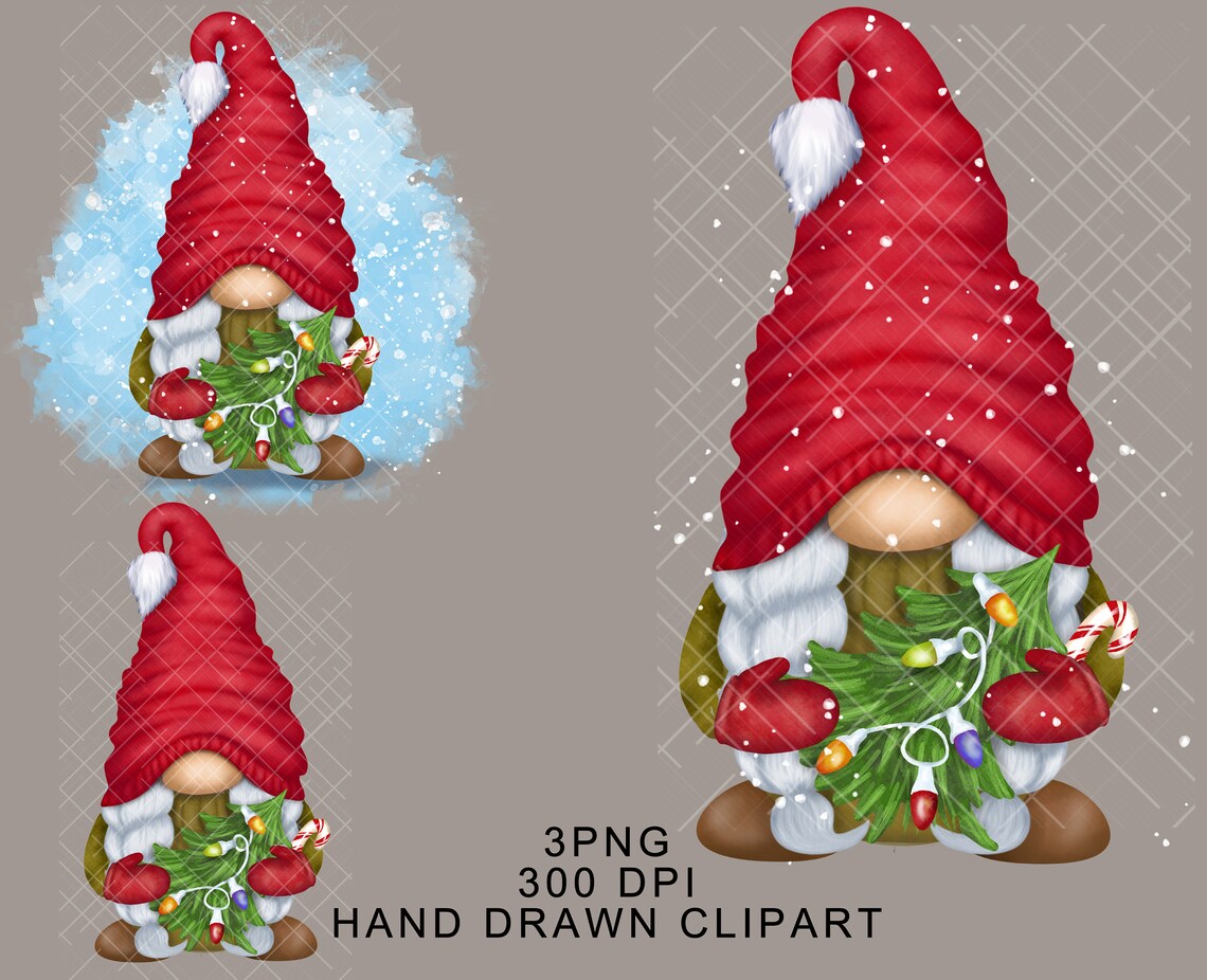 Christmas Tree Gnome PNG Clipart Winter Snow Digital Cute Gonk - Etsy