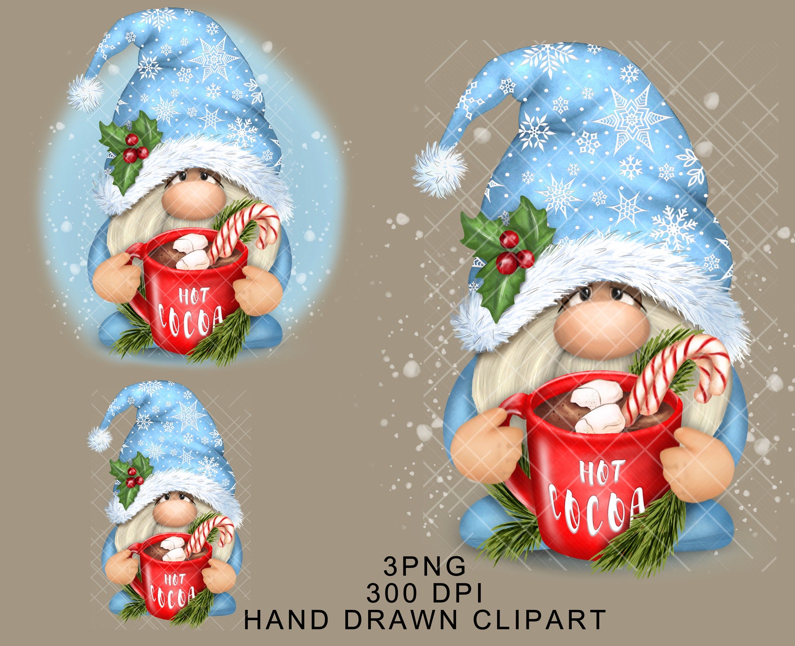 Hot Cocoa Gnome PNG Winter Clipart Digital Christmas Gonk - Etsy