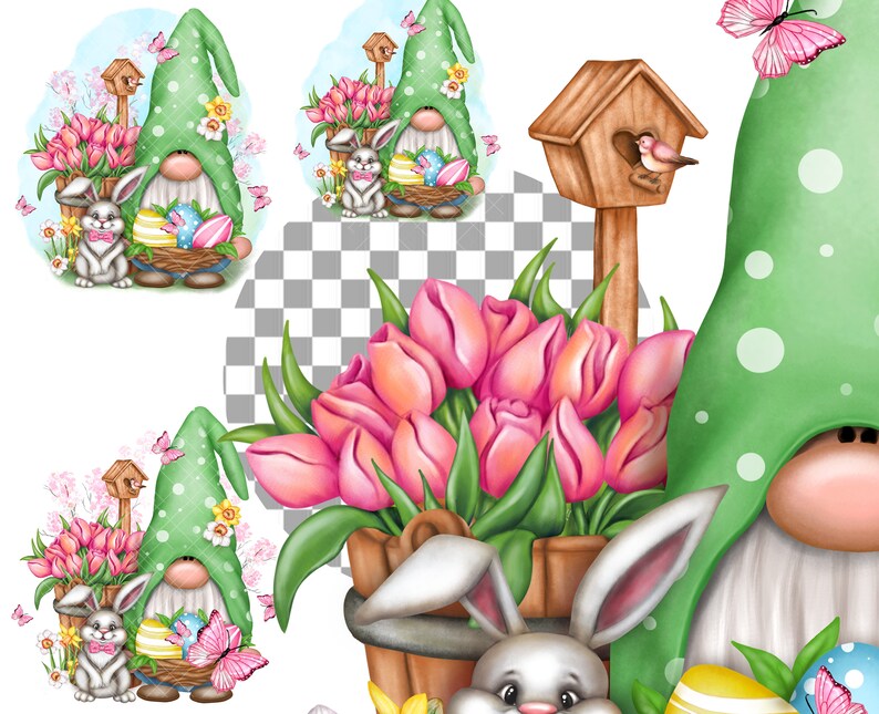 Easter Gnome PNG Spring Clipart Cute Gonk Decal Tumbler - Etsy