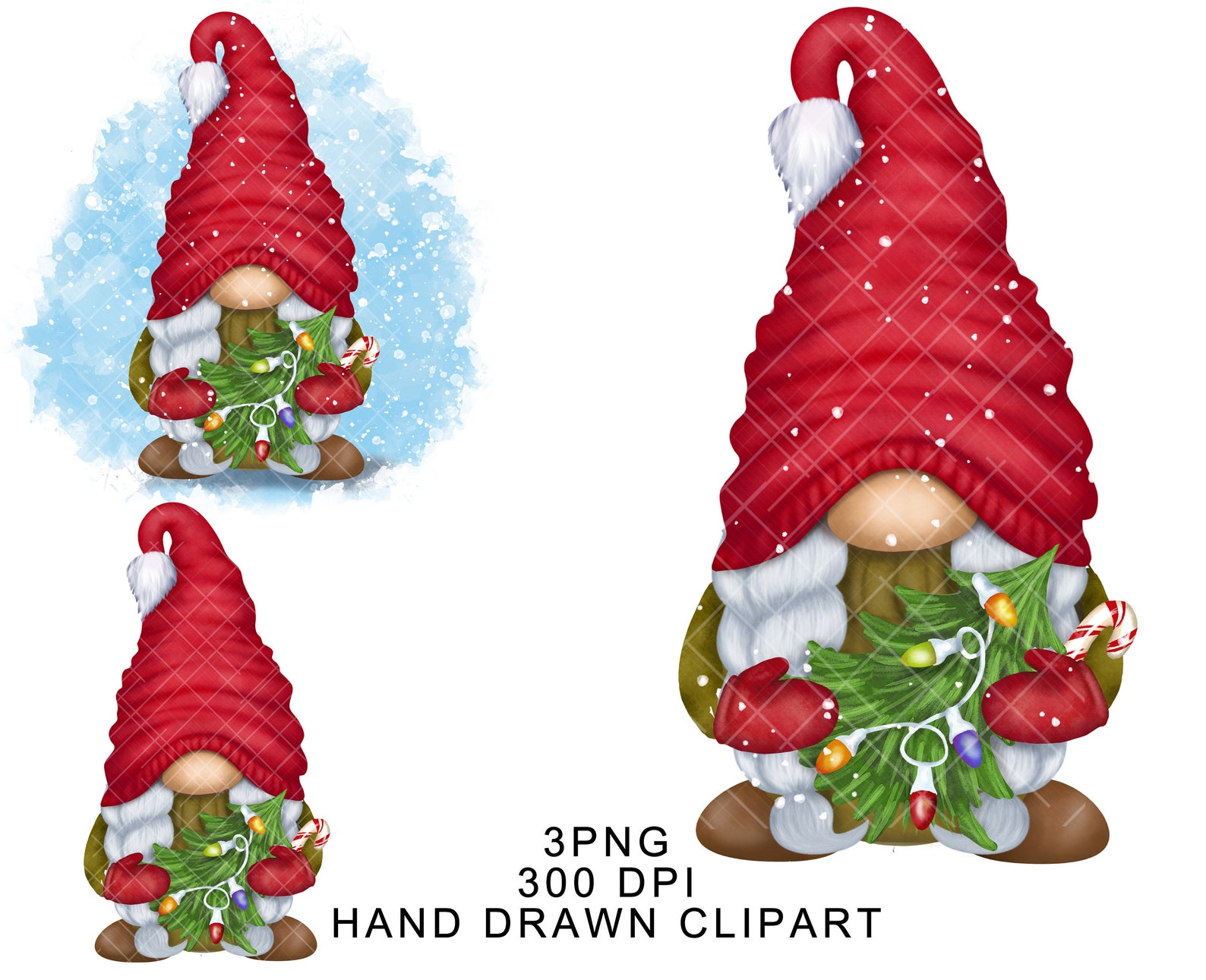Christmas Tree Gnome PNG Clipart Winter Snow Digital Cute Gonk - Etsy