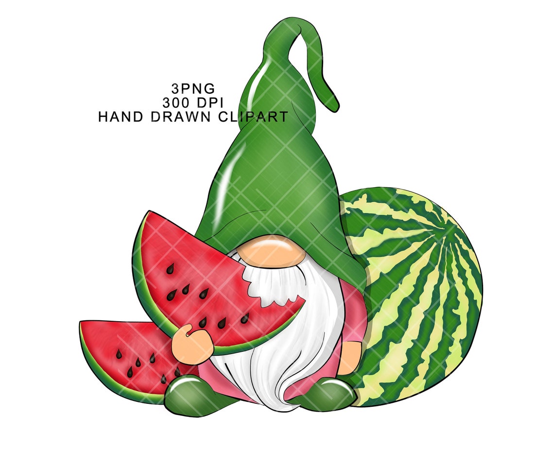Watermelon Gnome PNG Clipart Summer Cute Gonk Birthday - Etsy