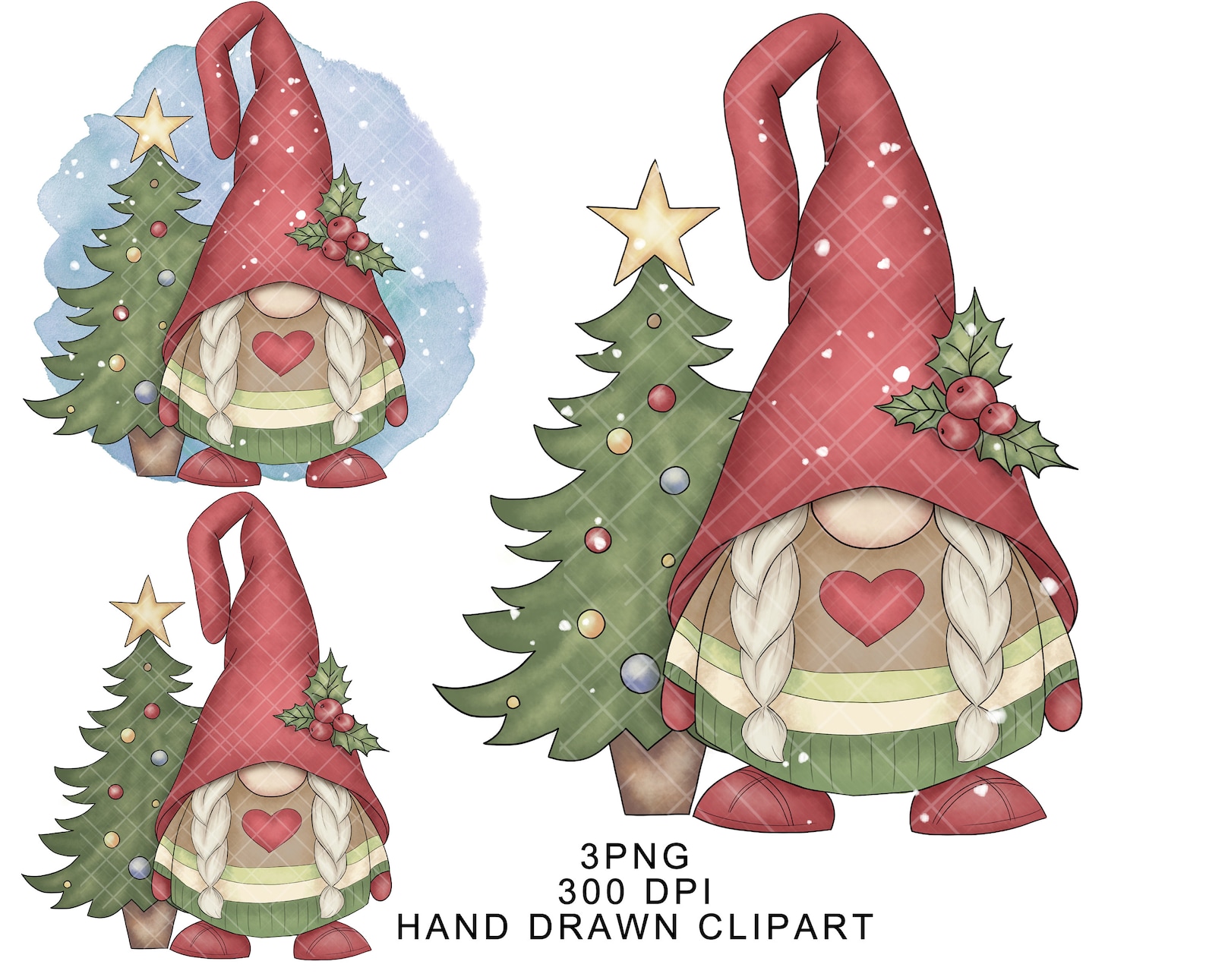 Gnome Christmas Tree PNG Clipart Winter Snow Digital Cute Gonk - Etsy