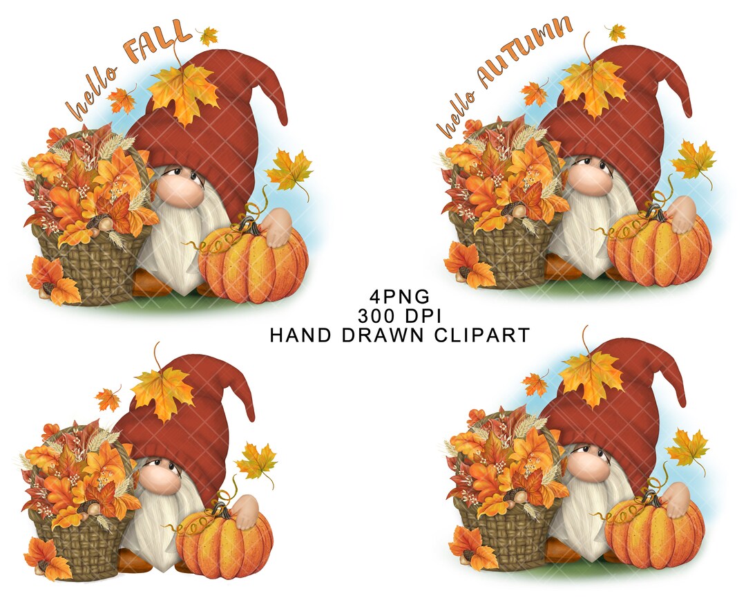 Fall Gnome PNG Clipart Autumn Cute Pumpkin Thanksgiving Watercolor ...