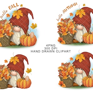 Fall Gnome PNG Clipart Autumn Cute Pumpkin Thanksgiving Watercolor ...